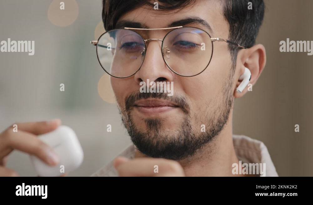 Close Up Male Happy Face Portrait Arabic Hispanic Indian Man Bearded