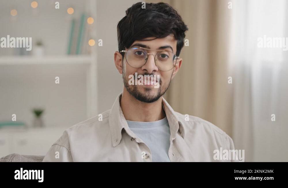 Male portrait close-up bearded face millennial arabic indian man guy ...