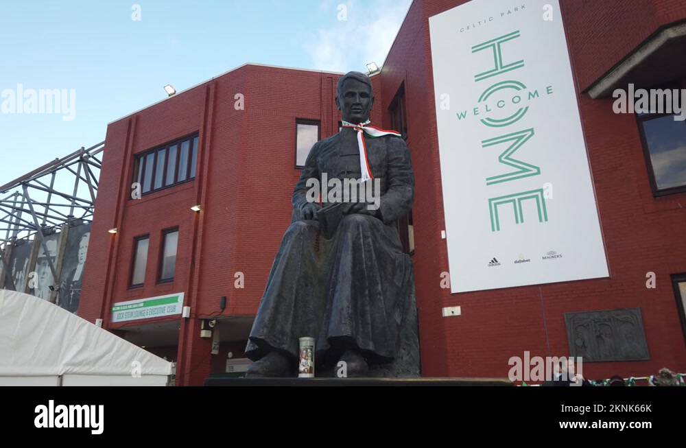 A close-up of the statue of Brother Walfrid, the founder of Celtic ...