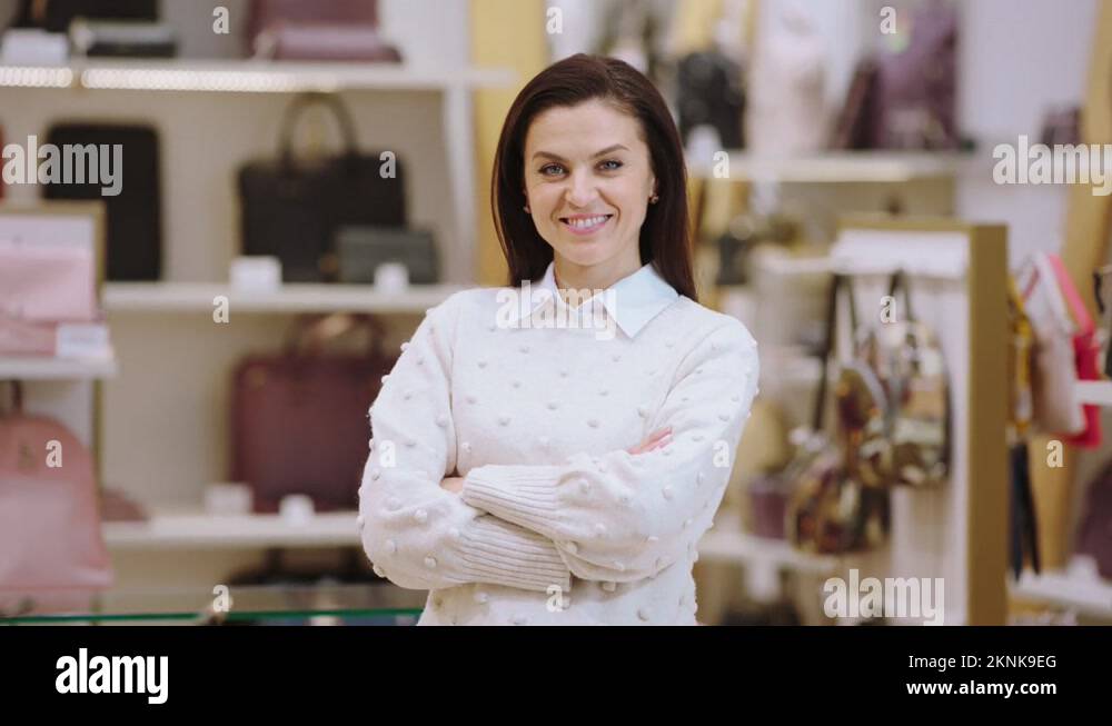 Concept of entrepreneur good looking lady supervisor posing in front of ...