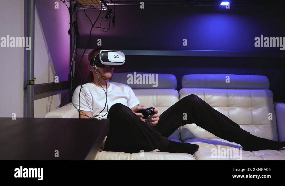 a gen z teen playing game in VR exploring virtual world of metaverse ...