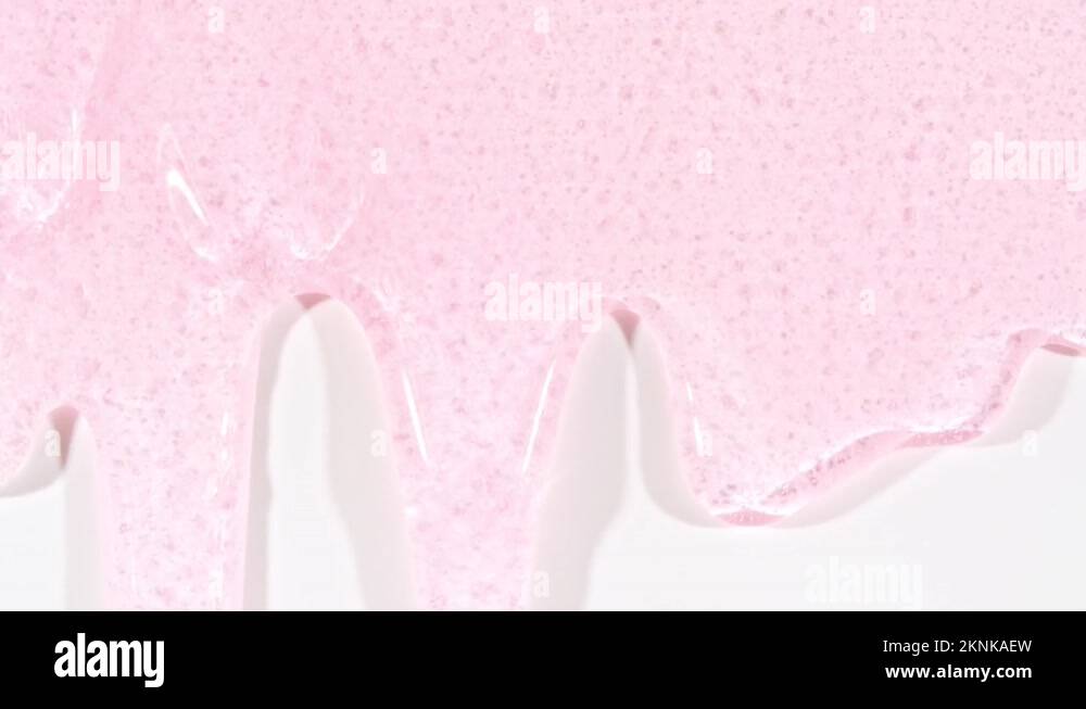Pink Transparent Cosmetic Gel Fluid With Molecule Bubbles Flowing On ...