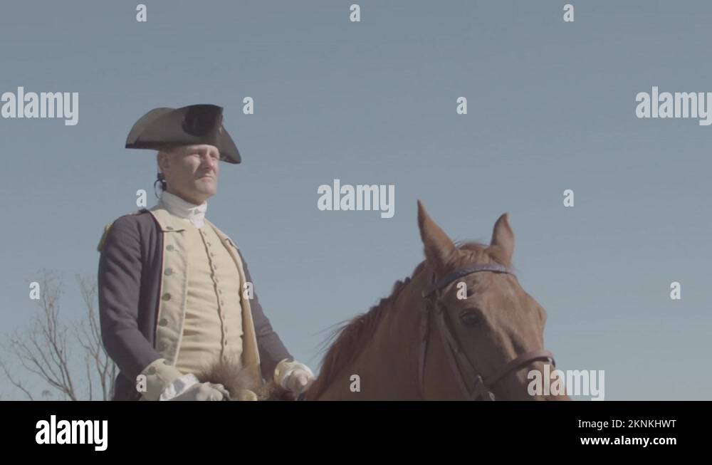 General George Washington, wartime commander on Horseback Stock Video ...
