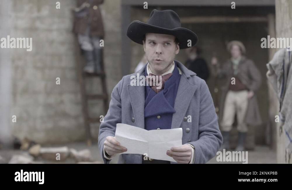 Texas Patriot Commander Reads a message at the Alamo circa 1836 ...
