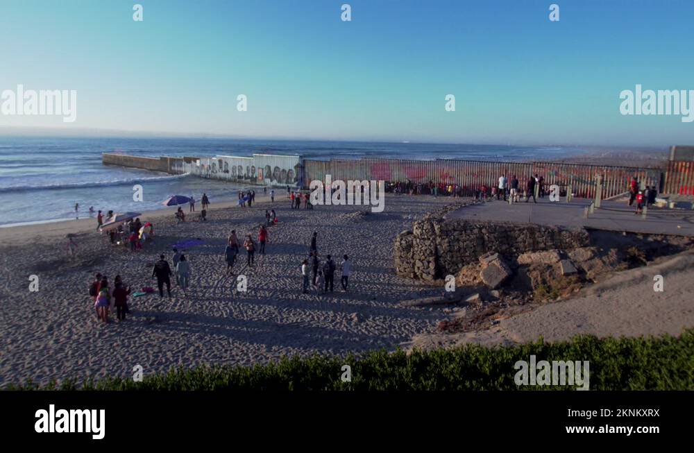Sandy Playas de Tijuana or beaches of Tijuana, the border between ...