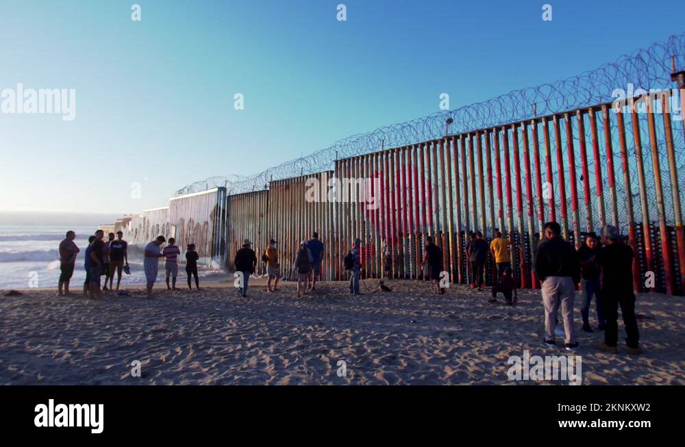 Sandy Playas de Tijuana or beaches of Tijuana, the border between ...