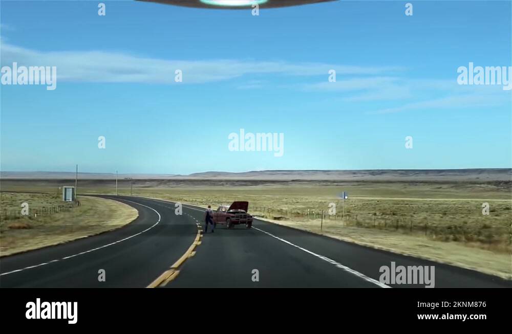 Dramatic and cinematic scene in the New Mexico desert, with an alien ...