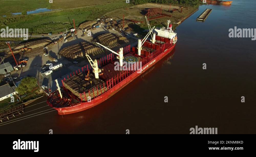 Lauritzen Bulker Vessel Loading Logs At The Port Of Buenos Aires In ...