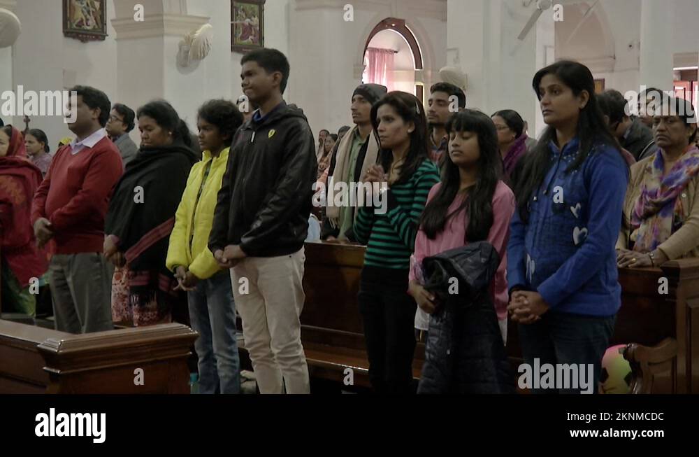 Indian Christian crowded church, mass in Sacred Heart Cathedral, New ...