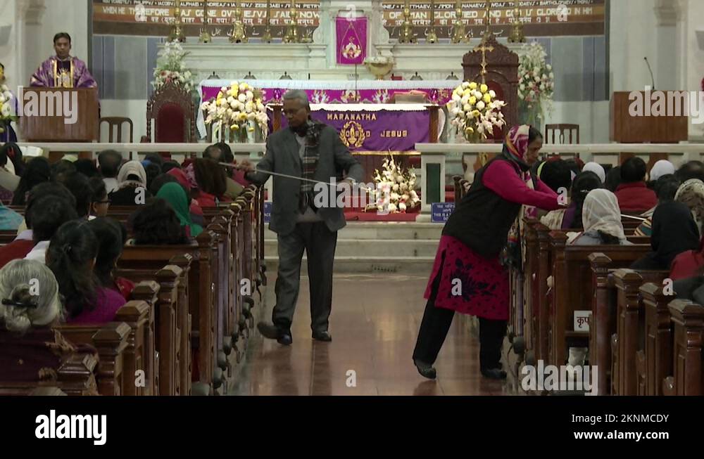 Indian Christian crowded church mass in Sacred Heart Cathedral, New ...