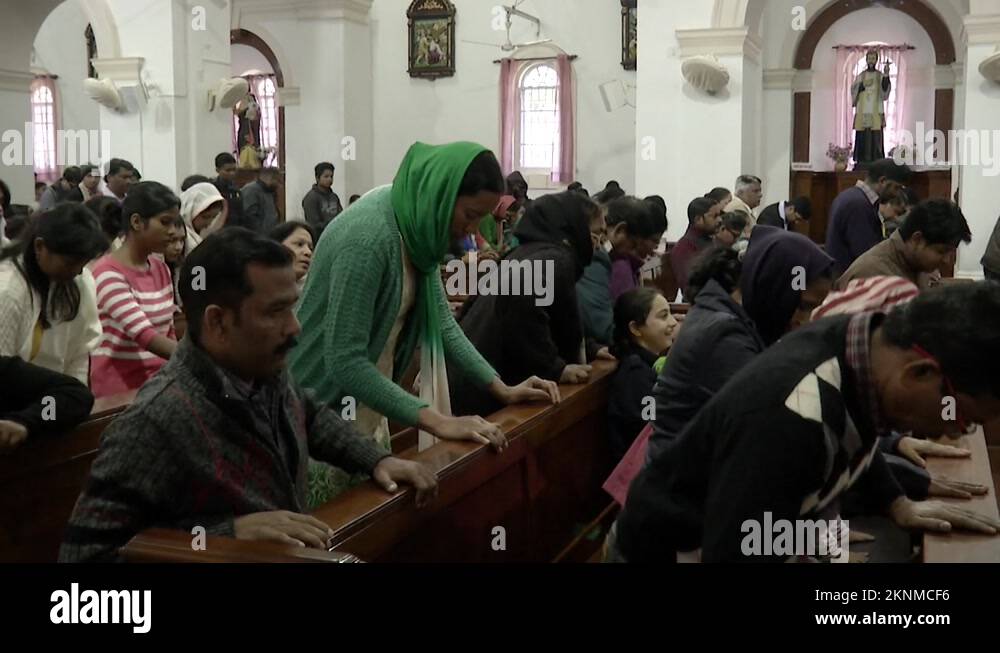 Indian Christian crowded church mass in Sacred Heart Cathedral, New ...