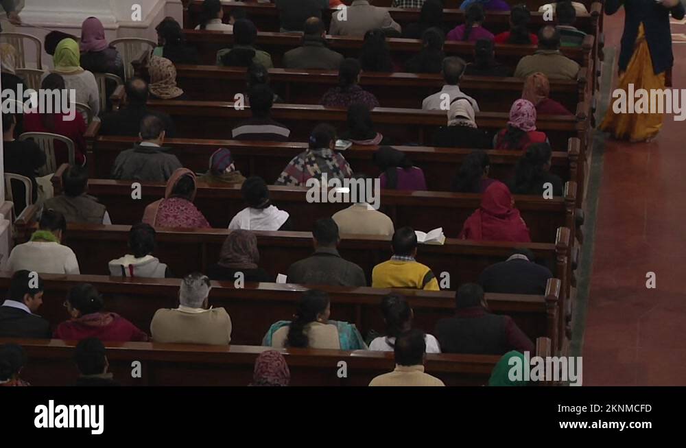 Indian Christian crowded church mass in Sacred Heart Cathedral, New ...