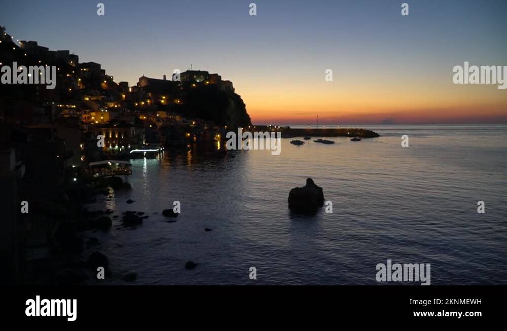 Italian coastal horizon sunset spectrum of colors, gradient sky with ...