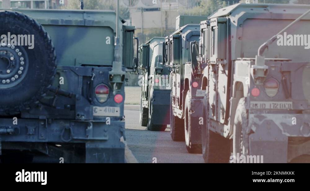 Texas National Guard Humvees parked at the US-Mexico Border to deter ...