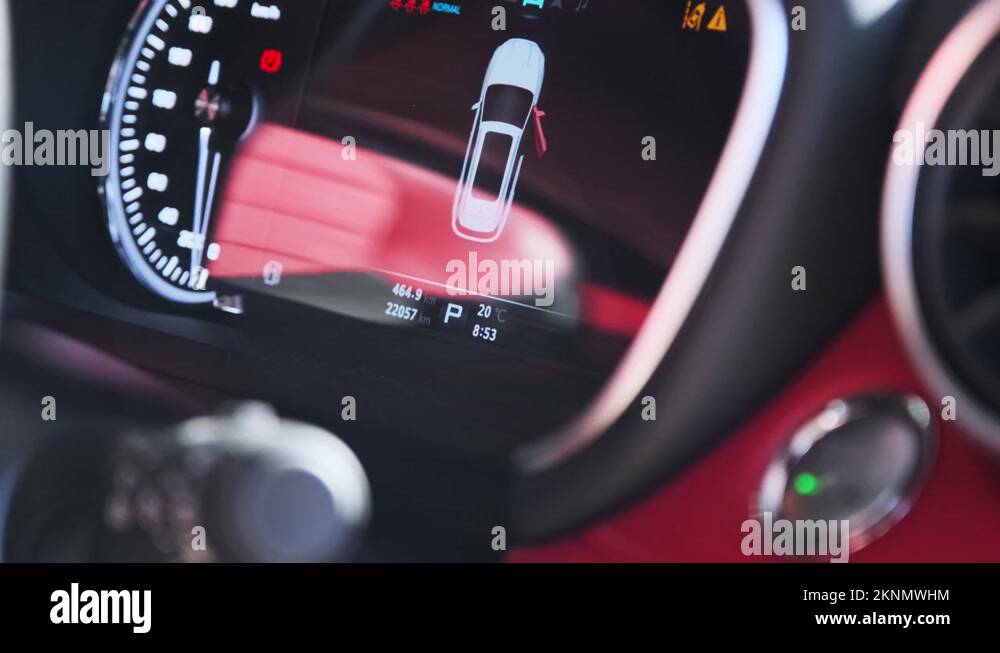 Details of the boot lid warning light open on the black dashboard in ...