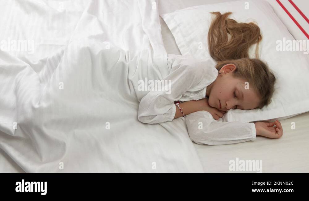 Kid Sleeping in Bed, Teenager Child Portrait Sleeps in Bedroom, Young ...