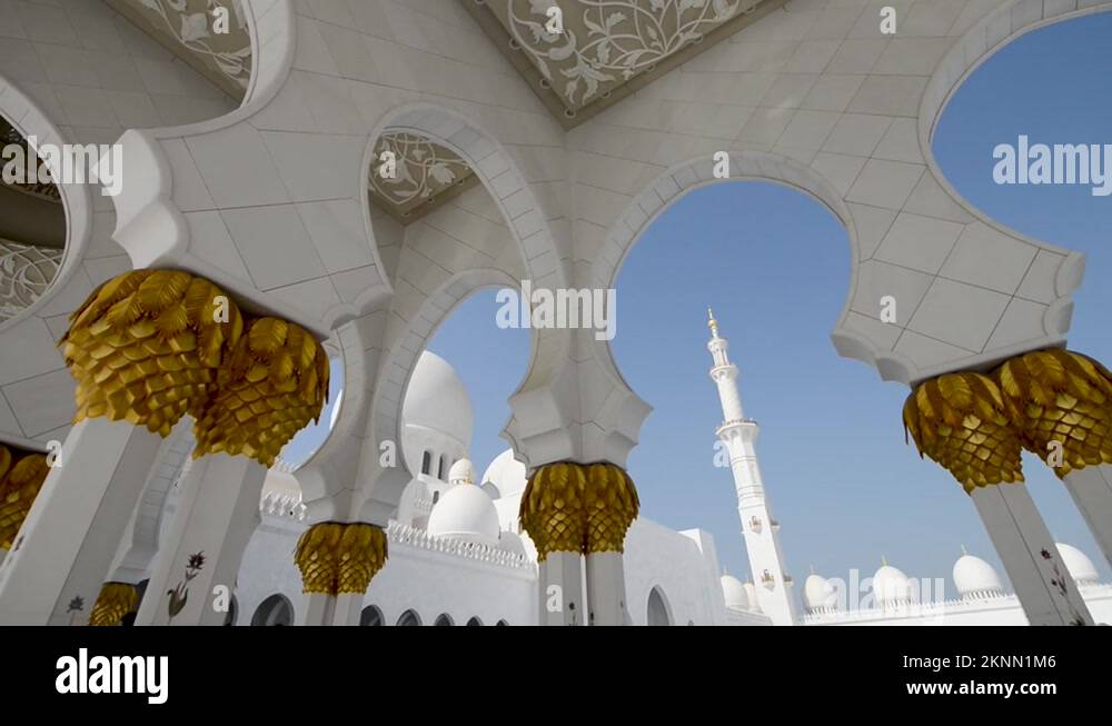 Columns of Sheikh Zayed Grand Mosque in Abu Dhabi, UAE Stock Video ...