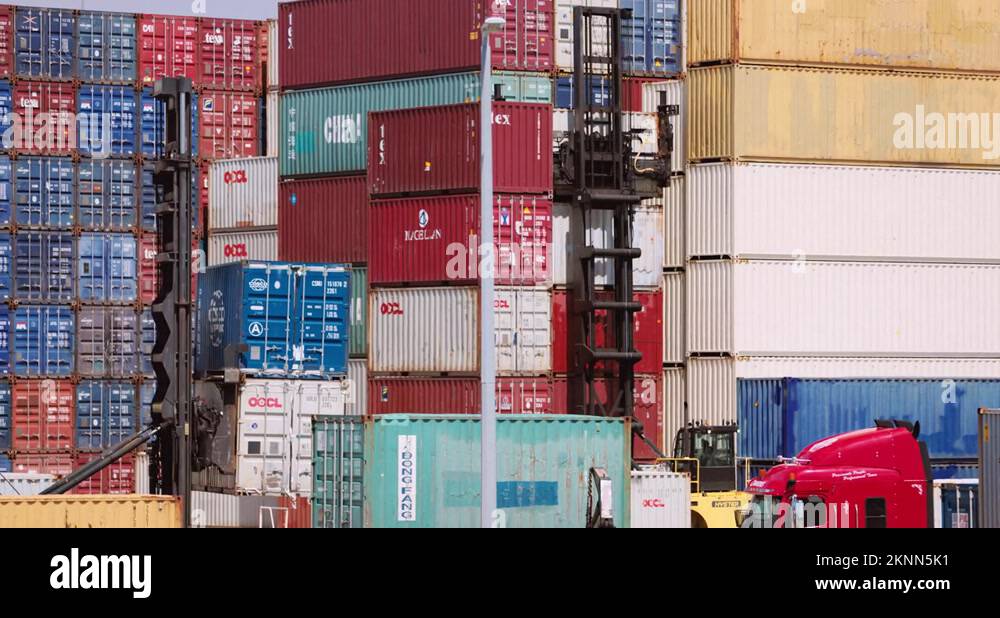 Sydney, Australia - Circa 2020s: Forklift Moving Container, Failing ...