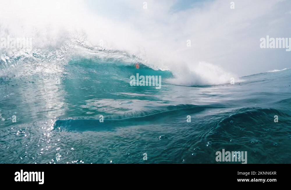 Ocean wave breaks at Sultans surf spot in Maldives. Tropical crystal clear wave Stock Video ...