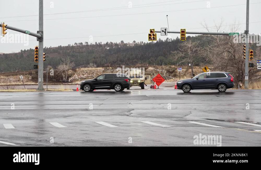 Military Humvee Road Block At Highway Intersection in Superior Colorado ...