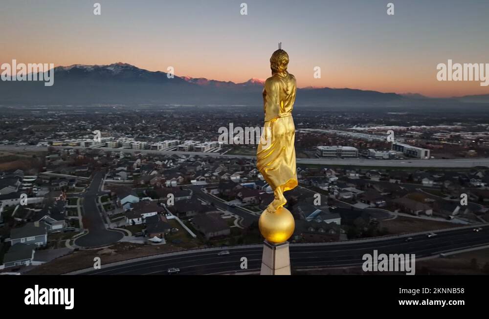 Angel Moroni Symbolic Religious Statue on LDS Mormon Temple Steeple ...