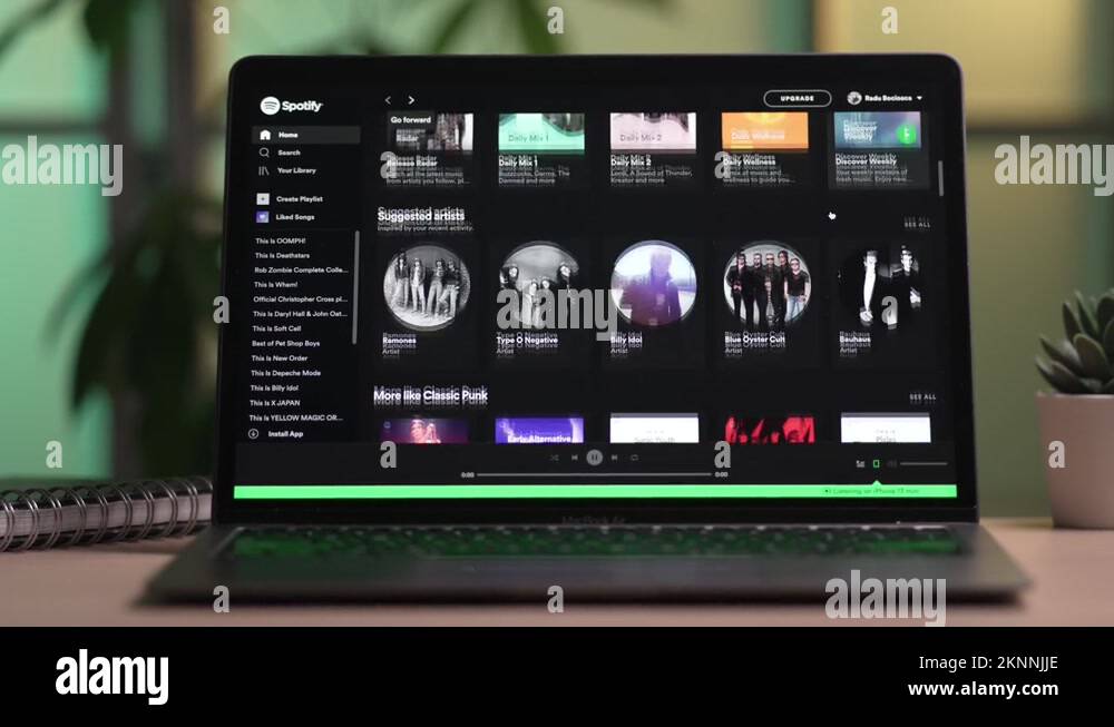 Spotify Music Streaming App on a Laptop Computer Screen Stock Video ...