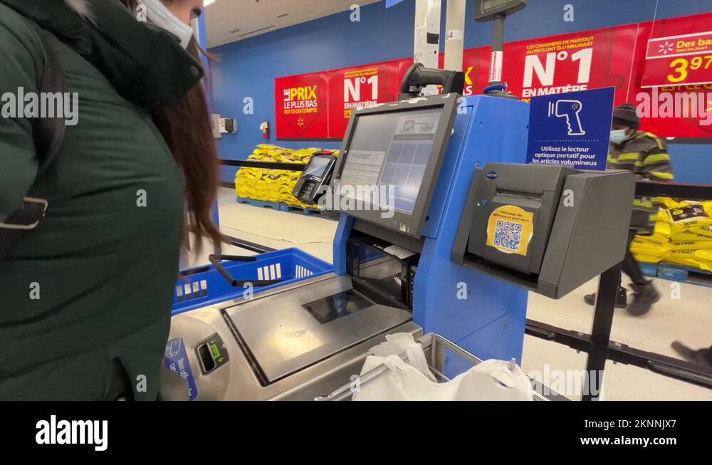 Woman at a Self Checkout Scanning The Products at a Store Stock Video ...