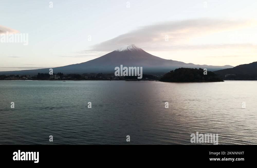 Epic Aerial View Of Mount Fuji Volcano From Lake Kawaguchi In Japan ...