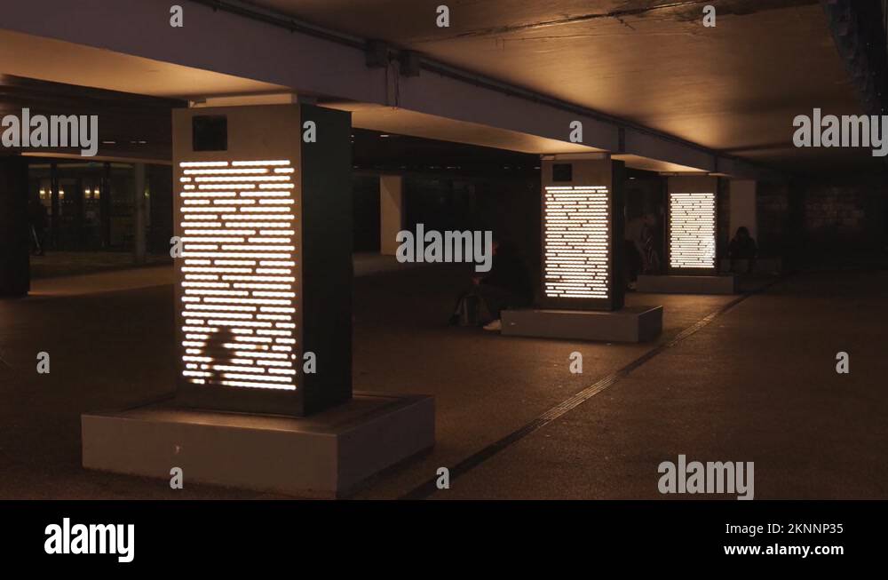 Pixelated digital light panels showing abstract real time passing Stock ...