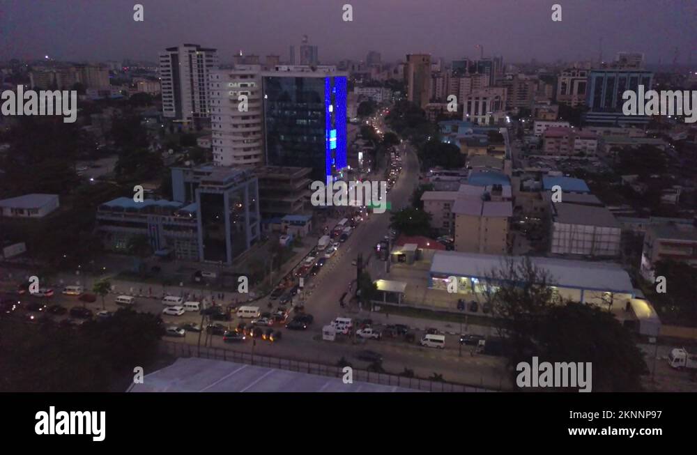 lagos nigeria aerial night over adeola odeku victoria island Stock Video Footage - Alamy