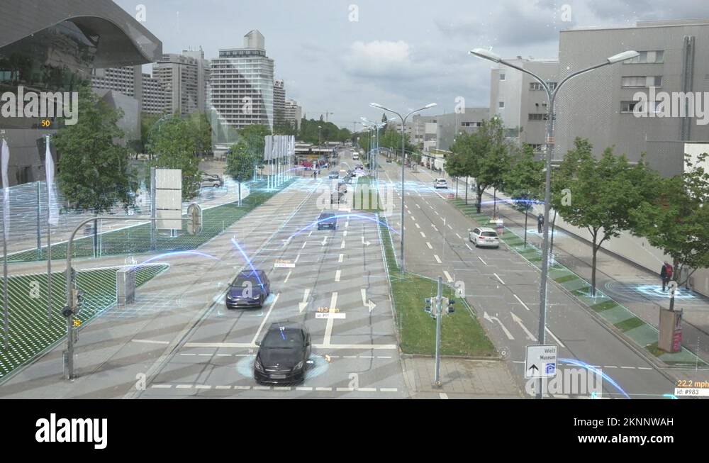 Communication network concept in smart city. Artificial Intelligence ...