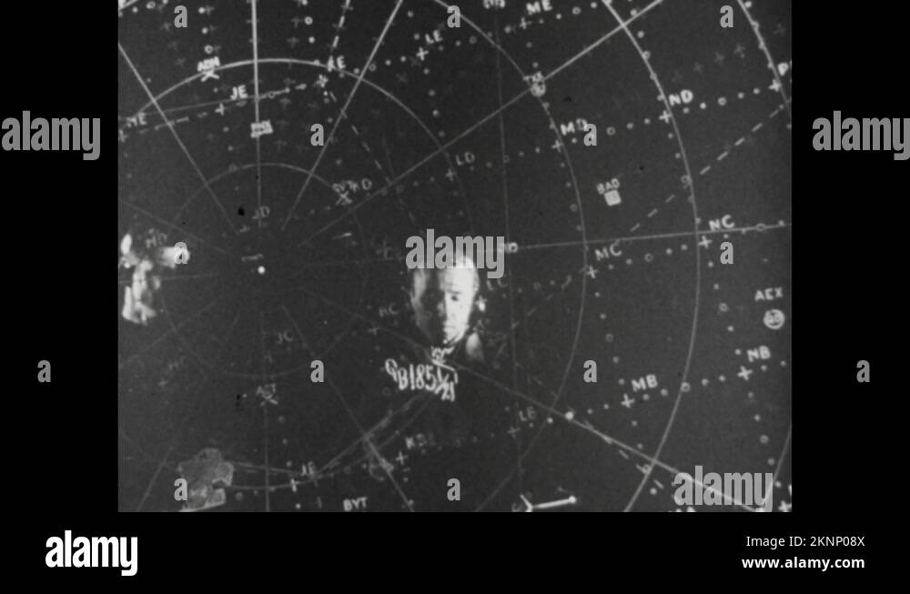 1940s: People in control room look at radar screen. Looks at map next ...