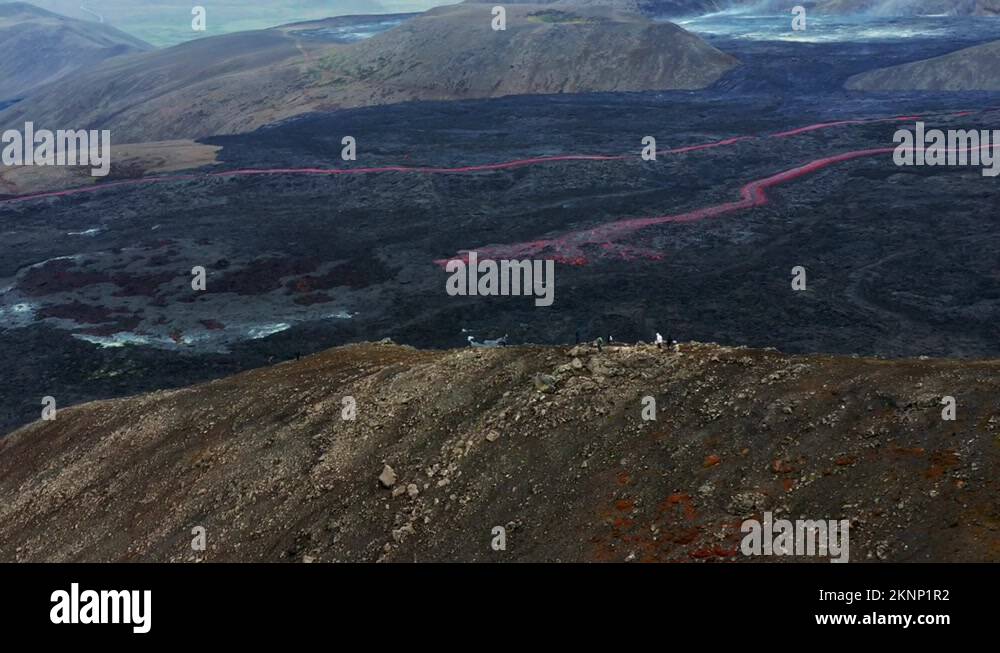 Eruption site of Geldingadalir volcano in Fagradalsfjall mountain on ...