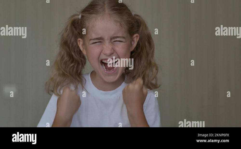 Child Shouting Loud. Portrait of Shocked, Angry and Emotional Little ...