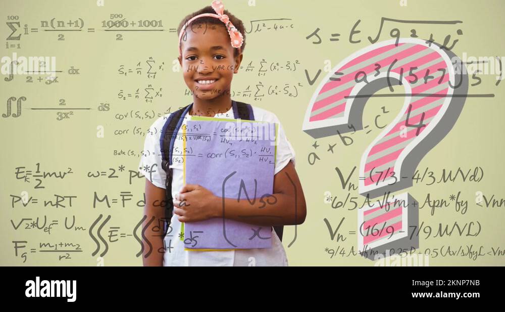Animation of mathematical equations and question mark over african ...