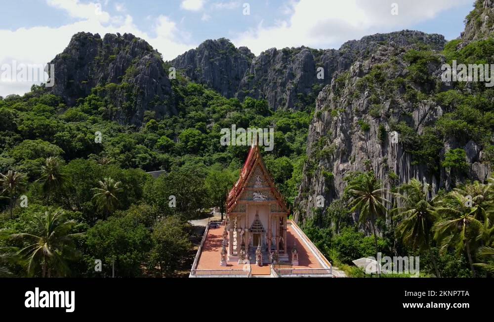 Aerial reverse footage of this famous Wat Khao Daeng revealing the ...