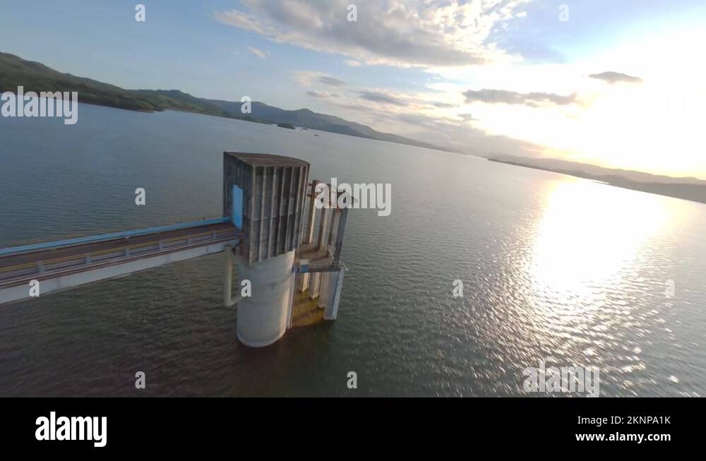 Acrobatic drone passing through structure of Hatillo dam pump station ...