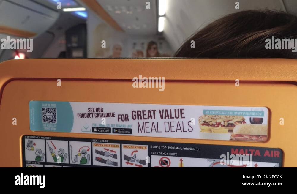 Bologna, Italy Ryanair aircraft seats layout with passengers Stock ...