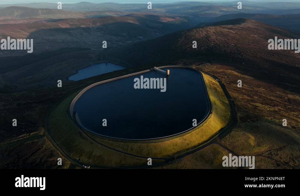Turlough Hill, Wicklow, Ireland. January 2022 Drone gradually orbits ...