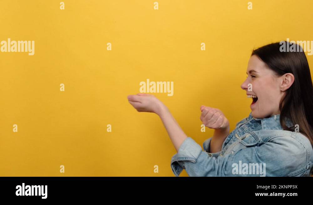 Strong woman making great efforts to achieve success, pretending to ...