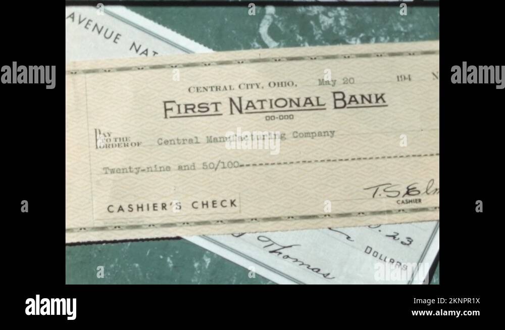 1940s: Pencil points to cashiers check. Pencil points to name on check ...
