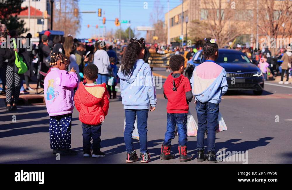 Children waiting for candy in the Martin Luther King Jr. Parade Stock ...