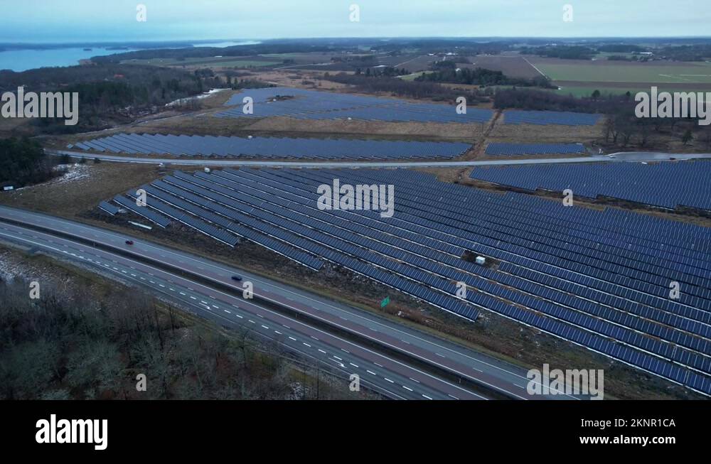 Solar Cell Park in Northern Hemisphere, Green Infrastructure, Aerial ...