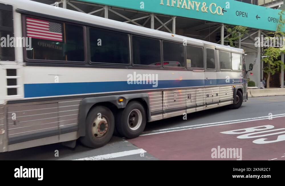 MTA City buses driving along the route. Fifth Avenue in New York Stock Video Footage - Alamy
