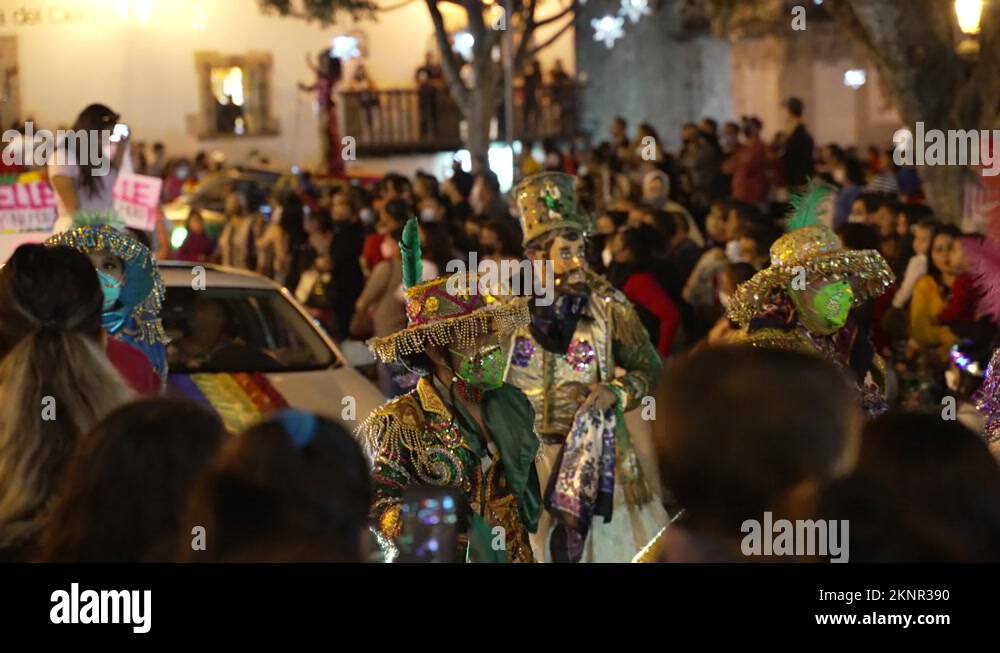 Carnaval de Taxco, Mexico, Crowd of People and Dancers in Costumes on ...