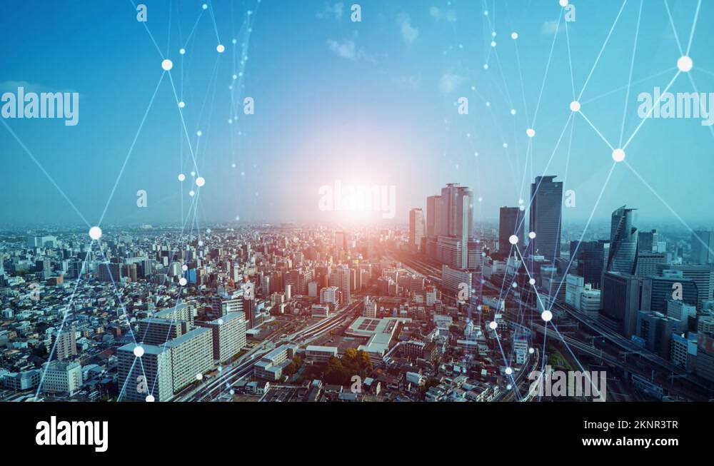 Smart city and communication network concept. 5G. IoT (Internet of ...