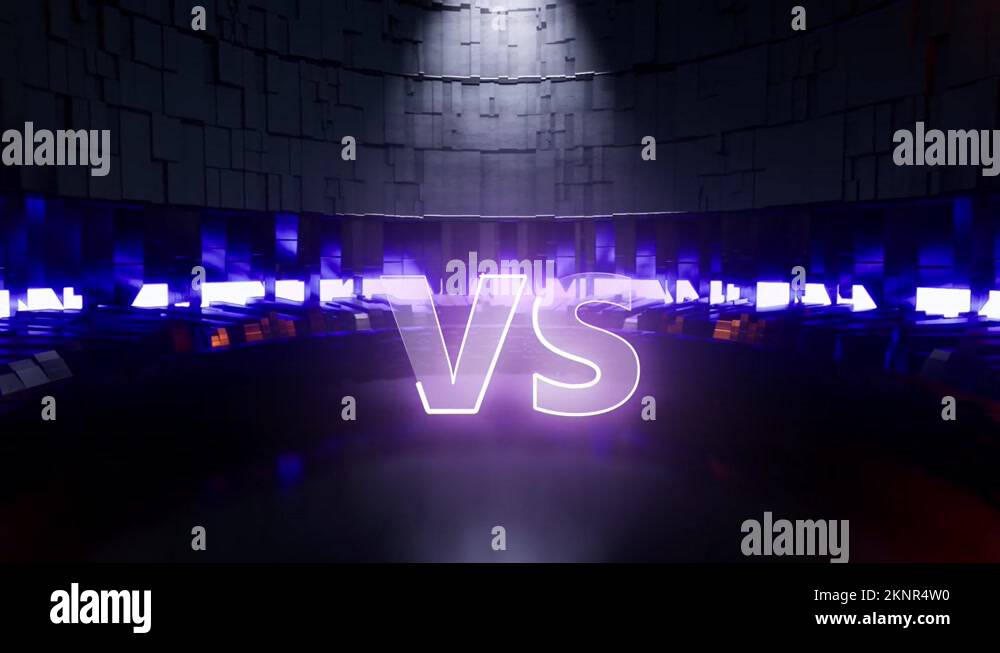 Versus screen in neon style. Blinking futuristic neon VS frames light ...
