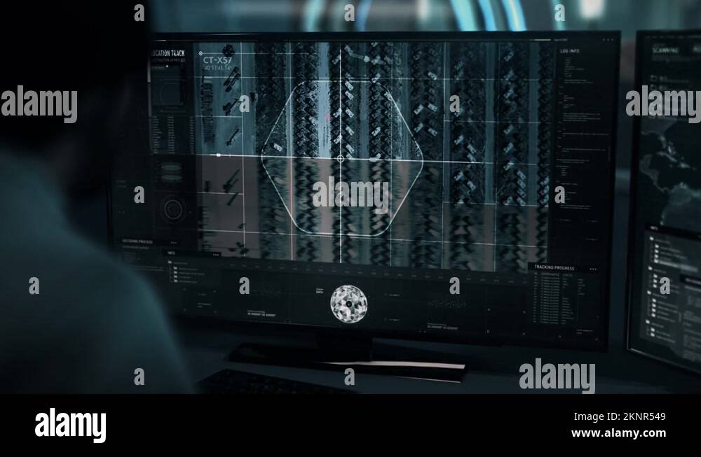 High Tech Radar System Scanning Position Of Army Tanks On Military Base ...