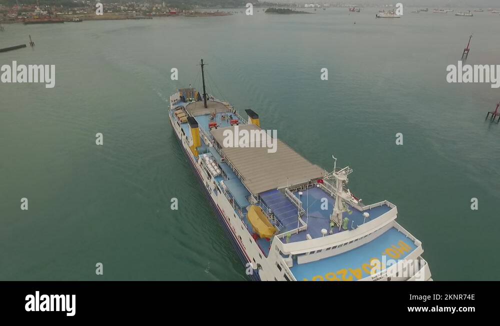 Areial view : Passenger ship port of merak,indonesia (17 Stock Video ...