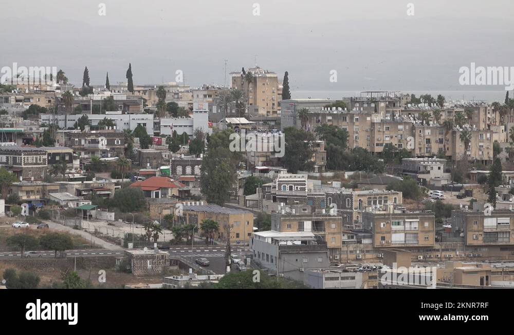 Tiberias skyline in Israel, residential neighborhoods and commercial ...